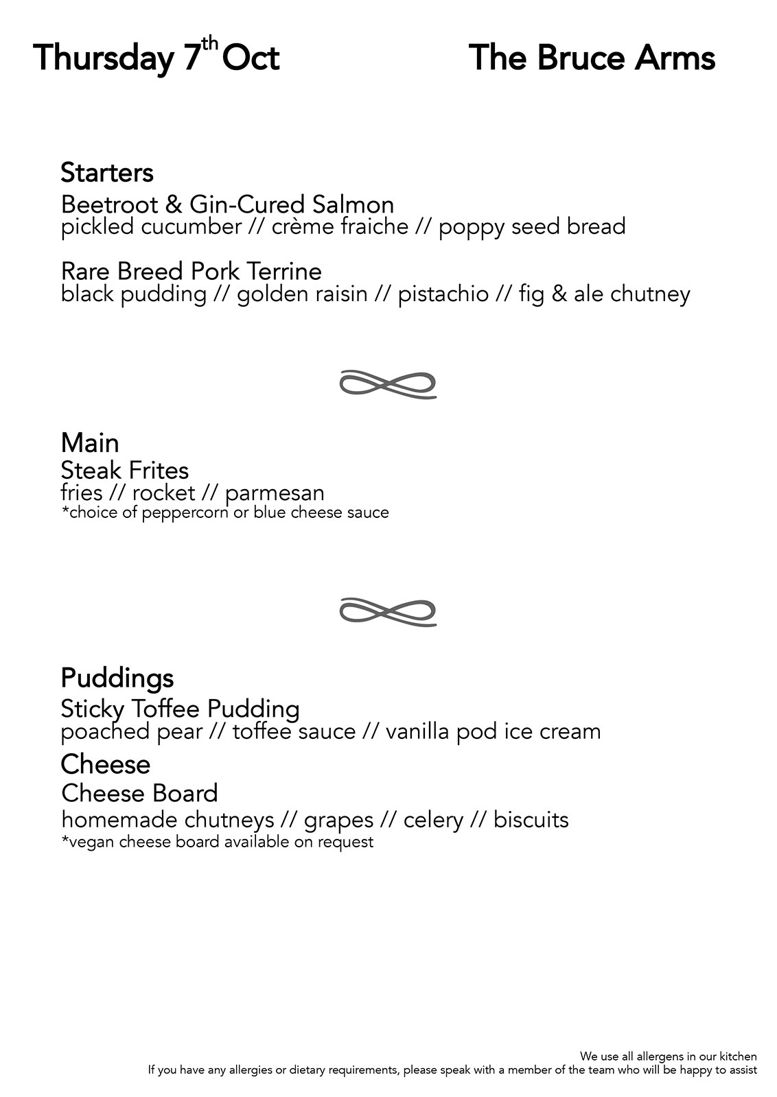 Private Lunch Menu – The Bruce Arms