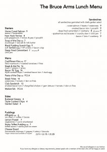 Lunch Menu – The Bruce Arms
