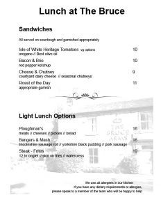 Lunch Menu – The Bruce Arms